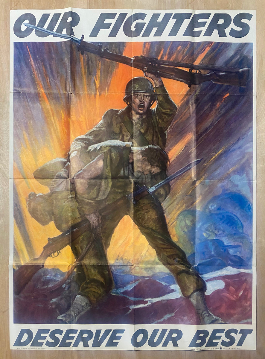 1942 Our Fighters Deserve Our Best WWII Poster US Army Ordnance Dept. – Golden Age Posters