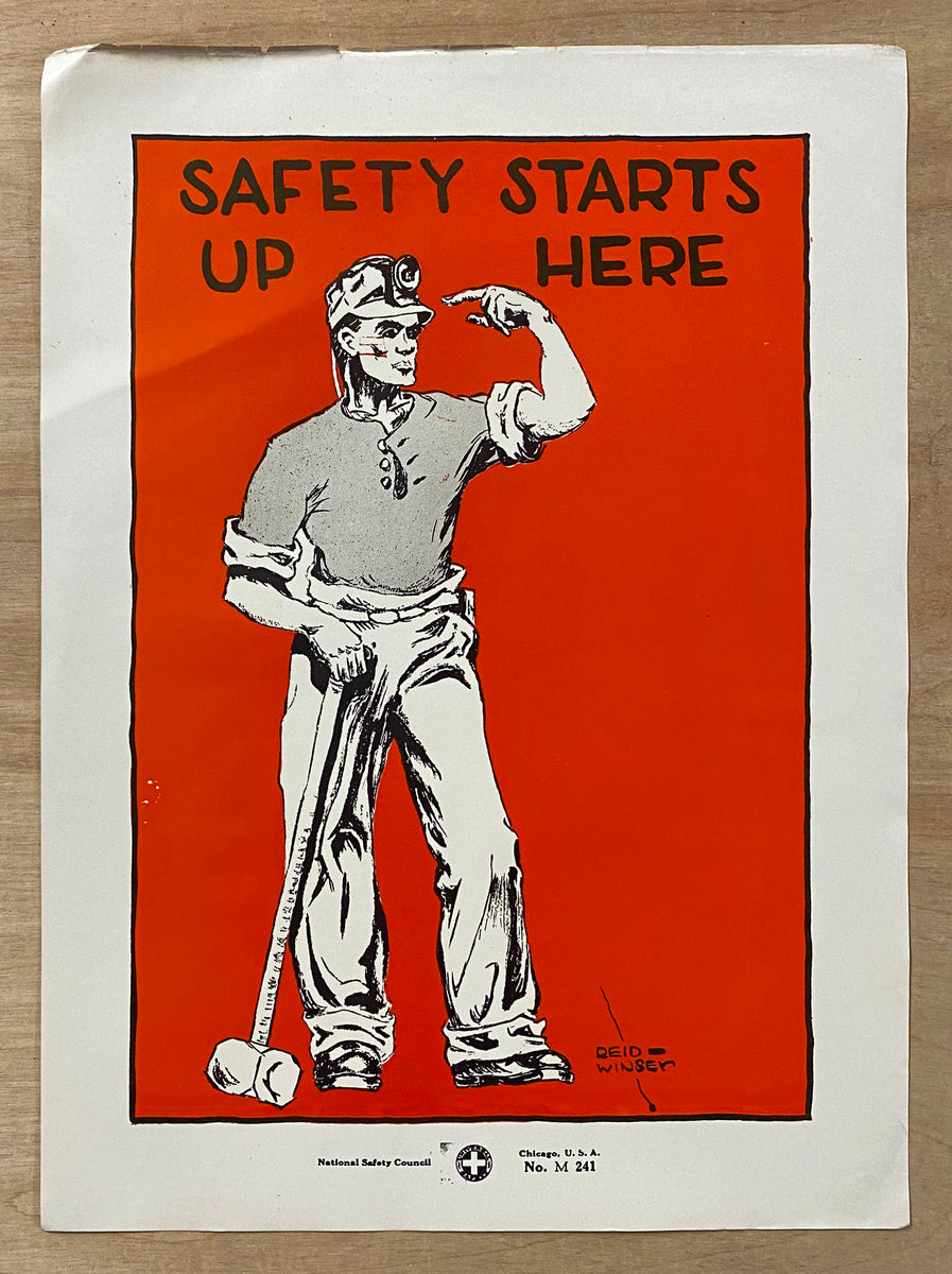 c.1927 National Safety Council Mine Mining Small Format Safety Poster ...