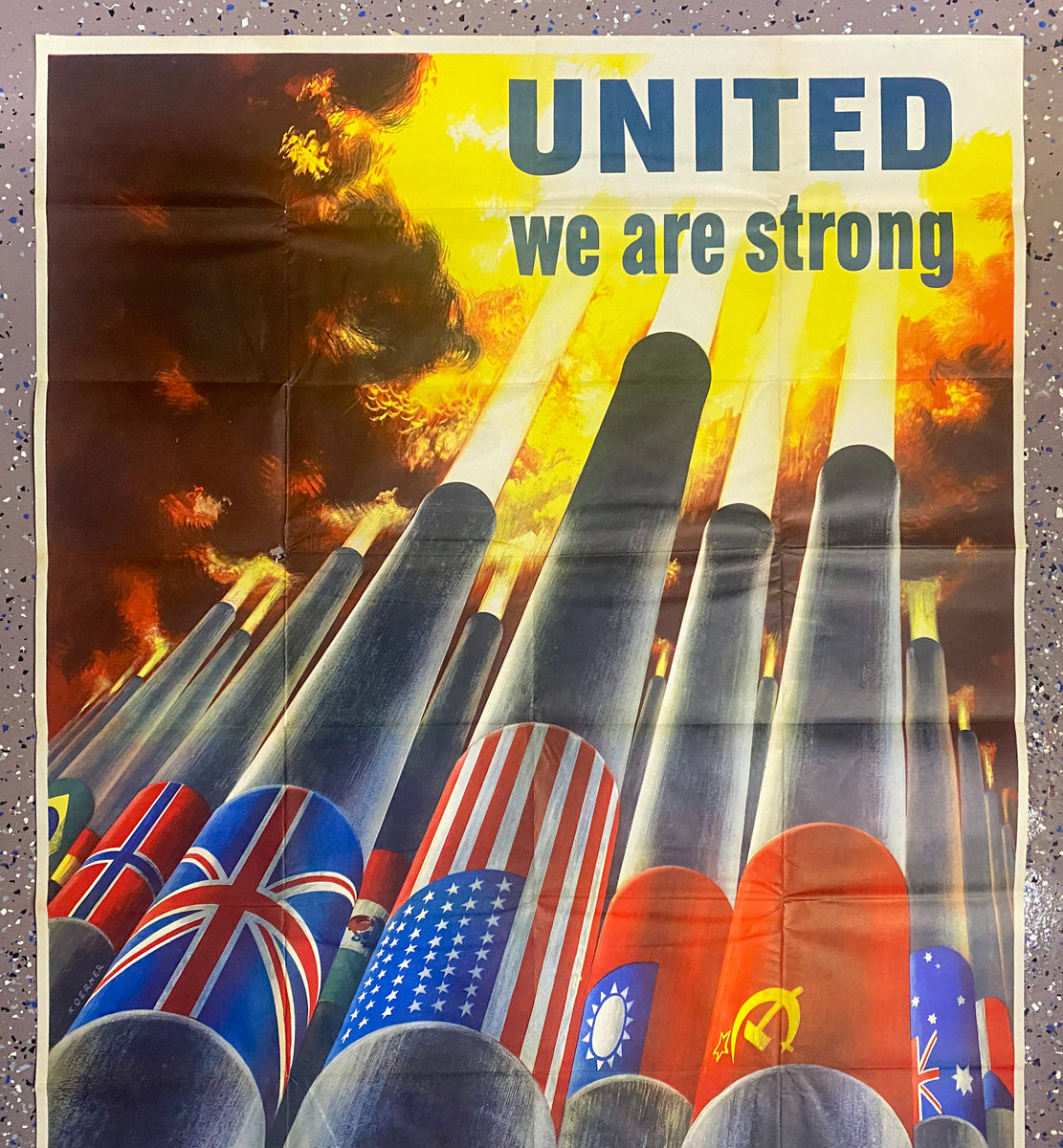 1943 United We Are Strong United We Will Win WWII Poster Henry Koerner ...