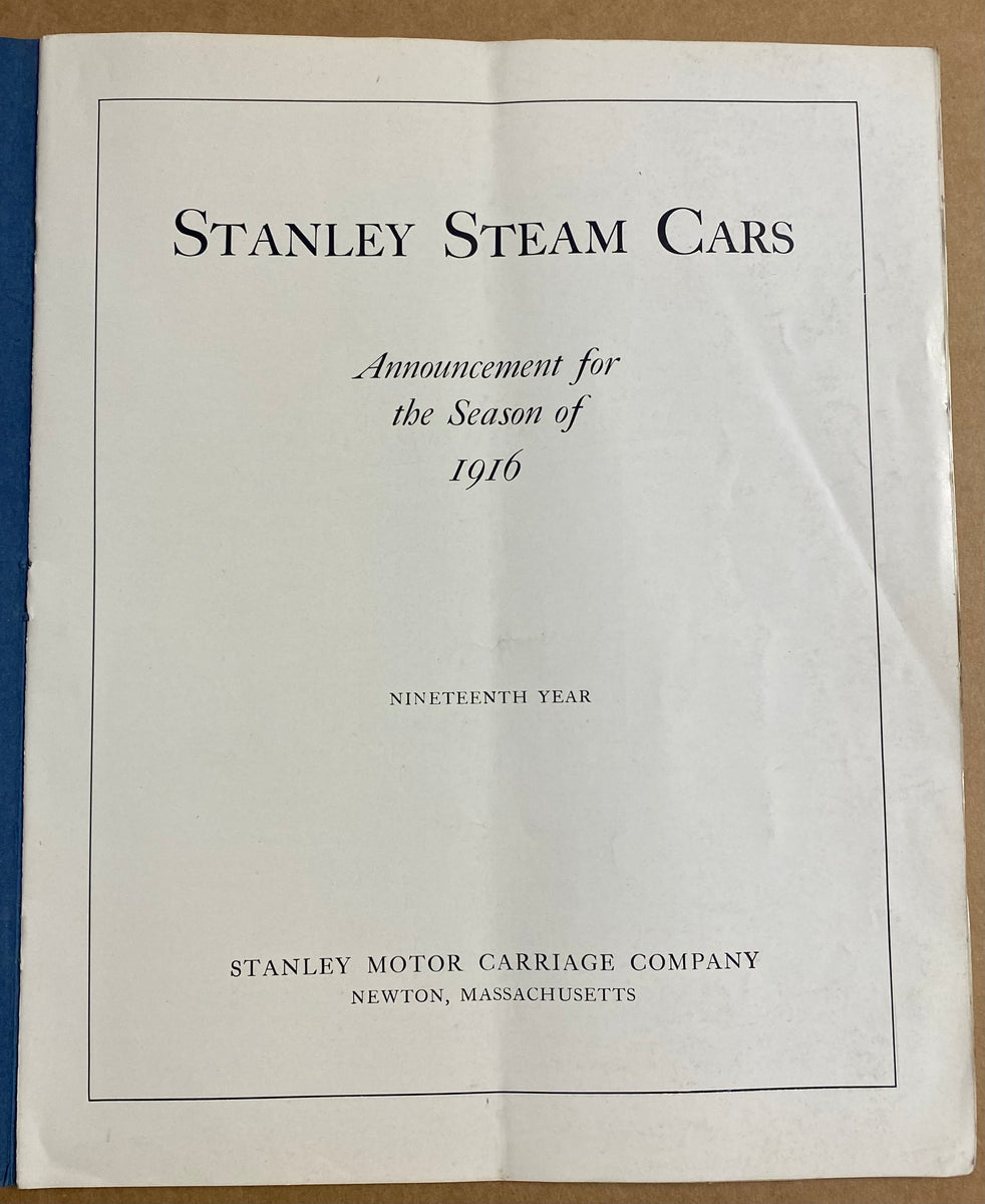 1916-1918 Stanley Motor Carriage Co Steam Car Brochures Letters Lot ...