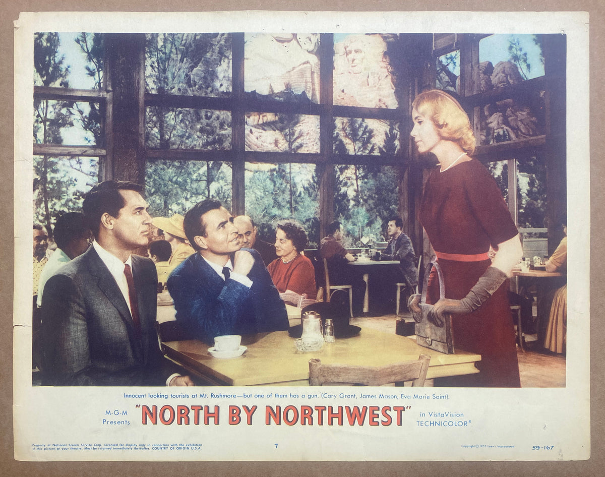 1959 NORTH BY NORTHWEST Movie Lobby Card Alfred Hitchcock Vintage Orig ...