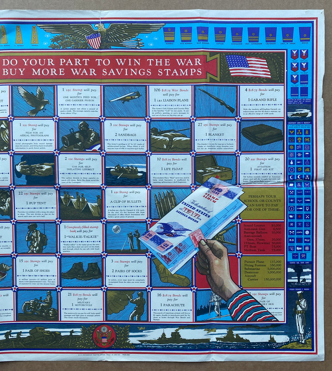 1942 Do Your Part To Win The War War Savings Stamps School Poster WWII ...