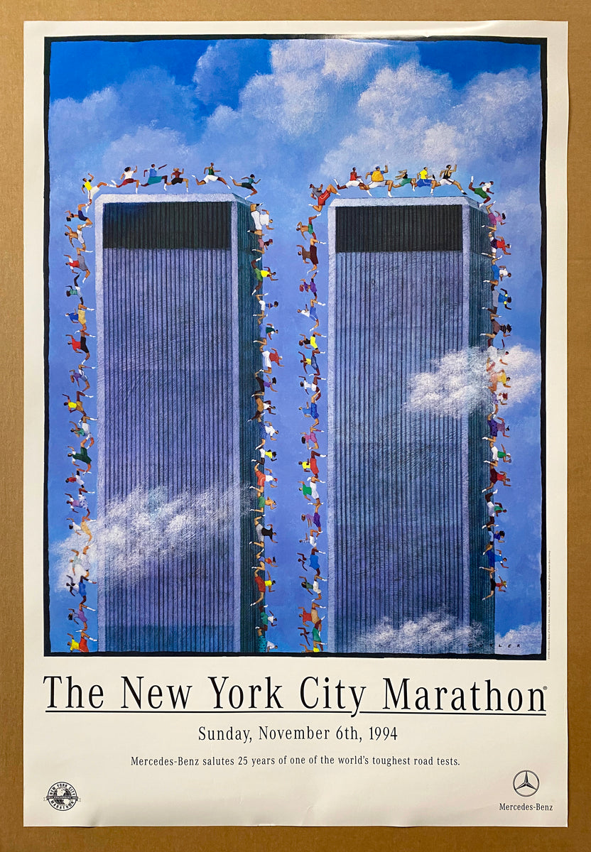 1994 New York City Marathon World Trade Center Poster Mercedes Benz ...