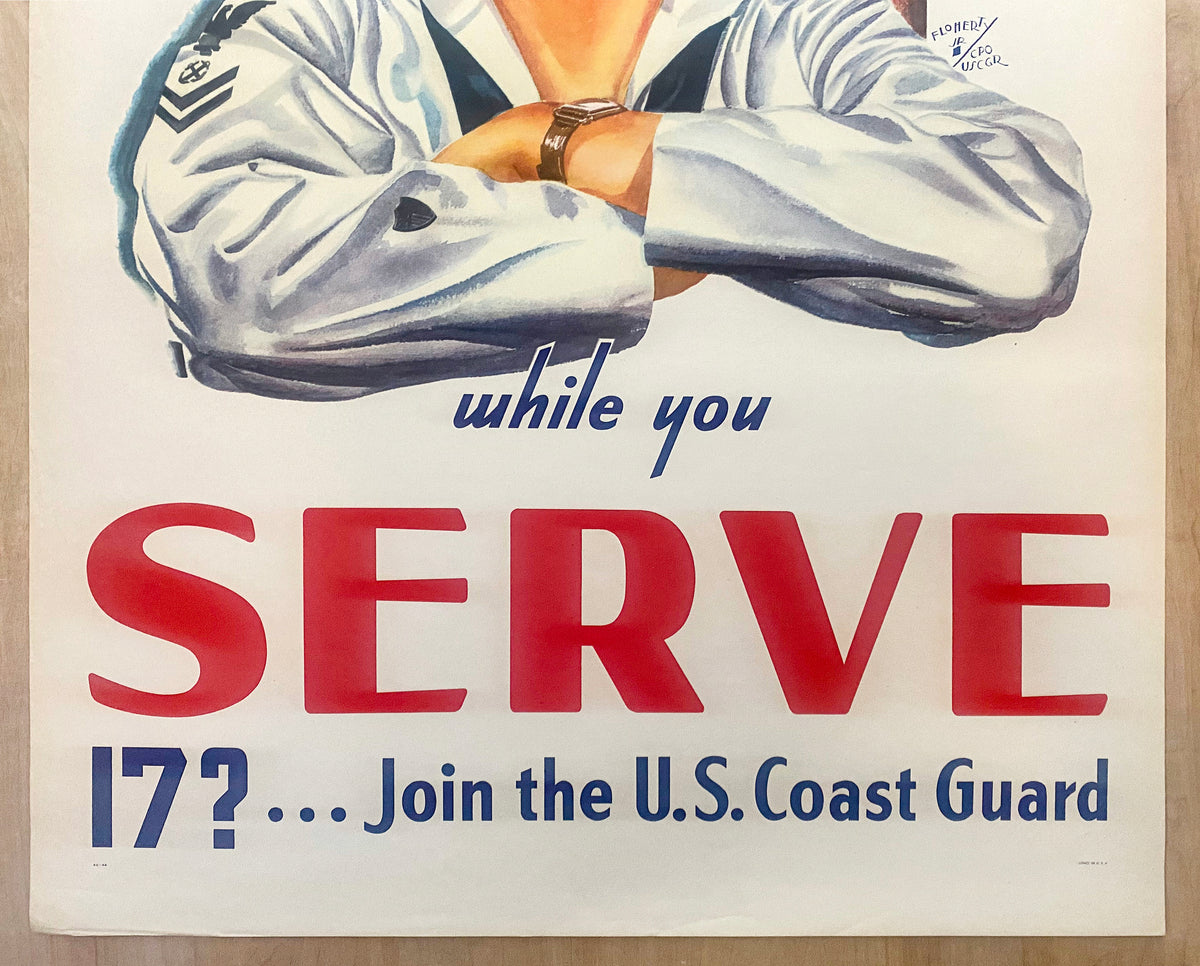 c.1940 Learn While You Serve Join The U.S. Coast Guard Poster Floherty ...