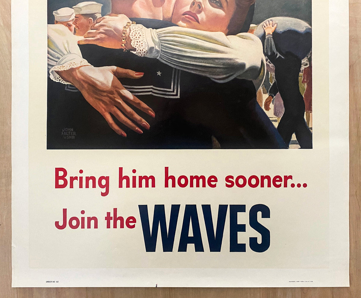 1944 Bring Him Home Sooner…Join WAVES US Navy Poster John Falter WWII ...