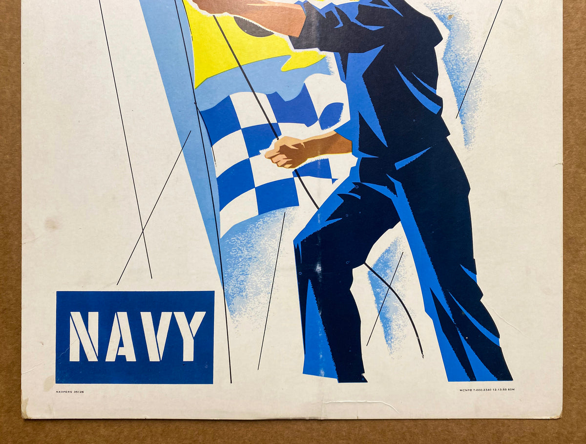 1955 Signal For Adventure Us Navy Recruiting Poster Sign Joseph Binder