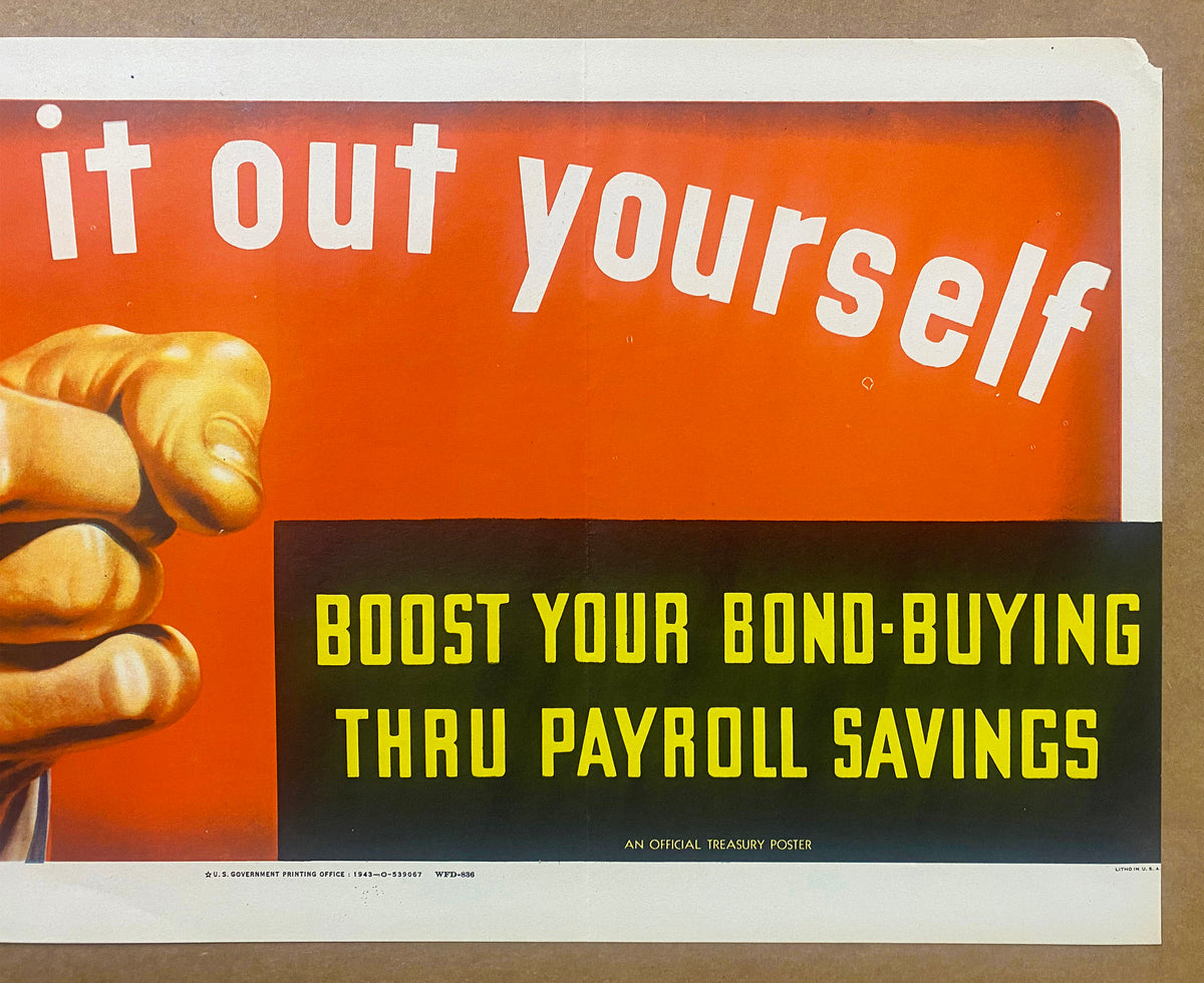 1943 Figure It Out Yourself Boost Bond Buying Poster US Treasury WWII ...