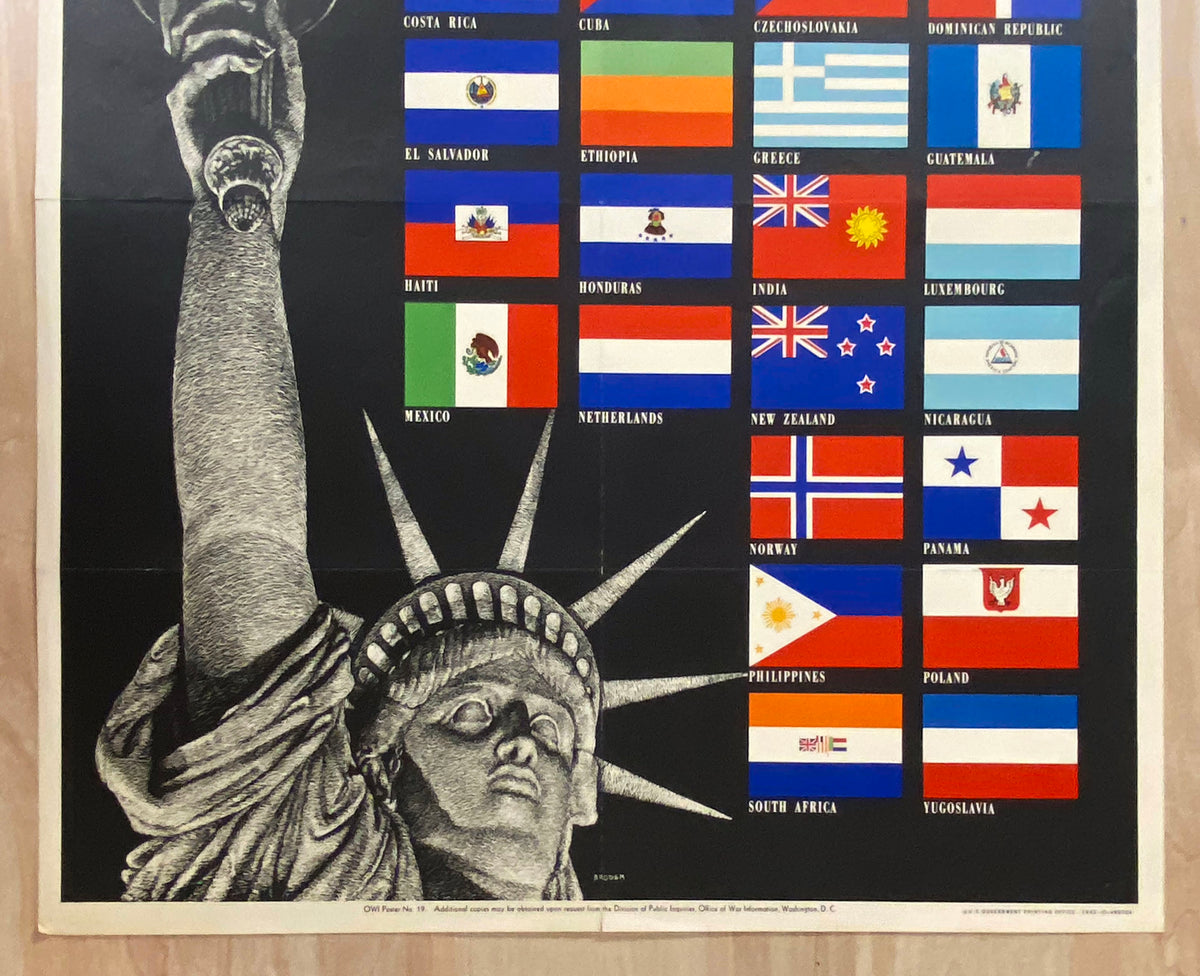 1942 The United Nations Fight For Freedom Poster by Steve Broder WWII ...