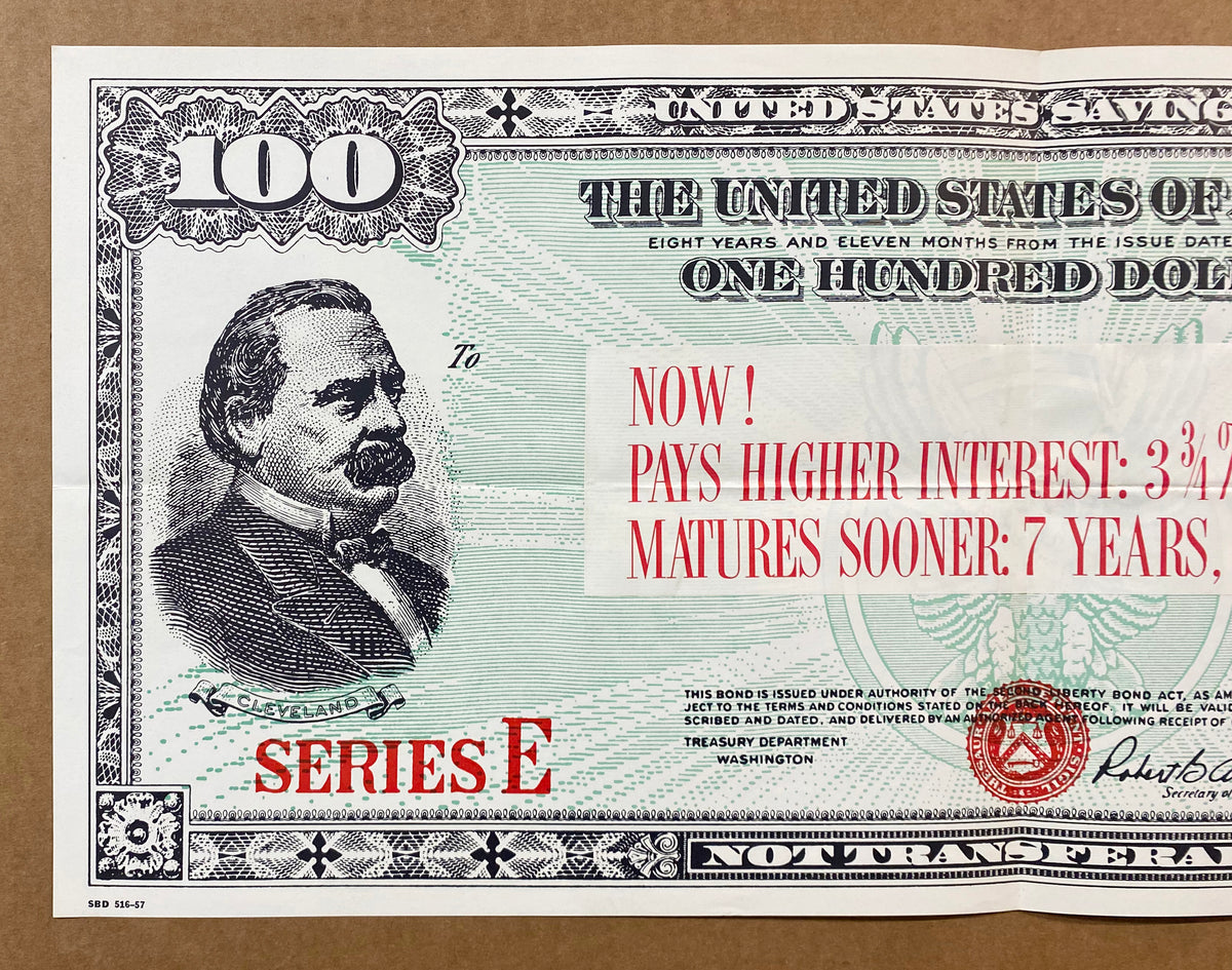 1957 U.S. Treasury Series E Bonds Poster Pay Higher Mature Sooner ...