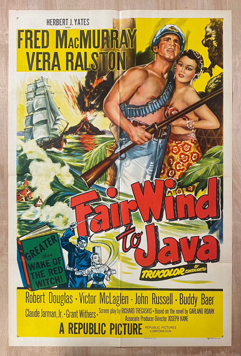 1953 Fair Wind To Java Movie One Sheet Poster Republic Pictures Vintage ...