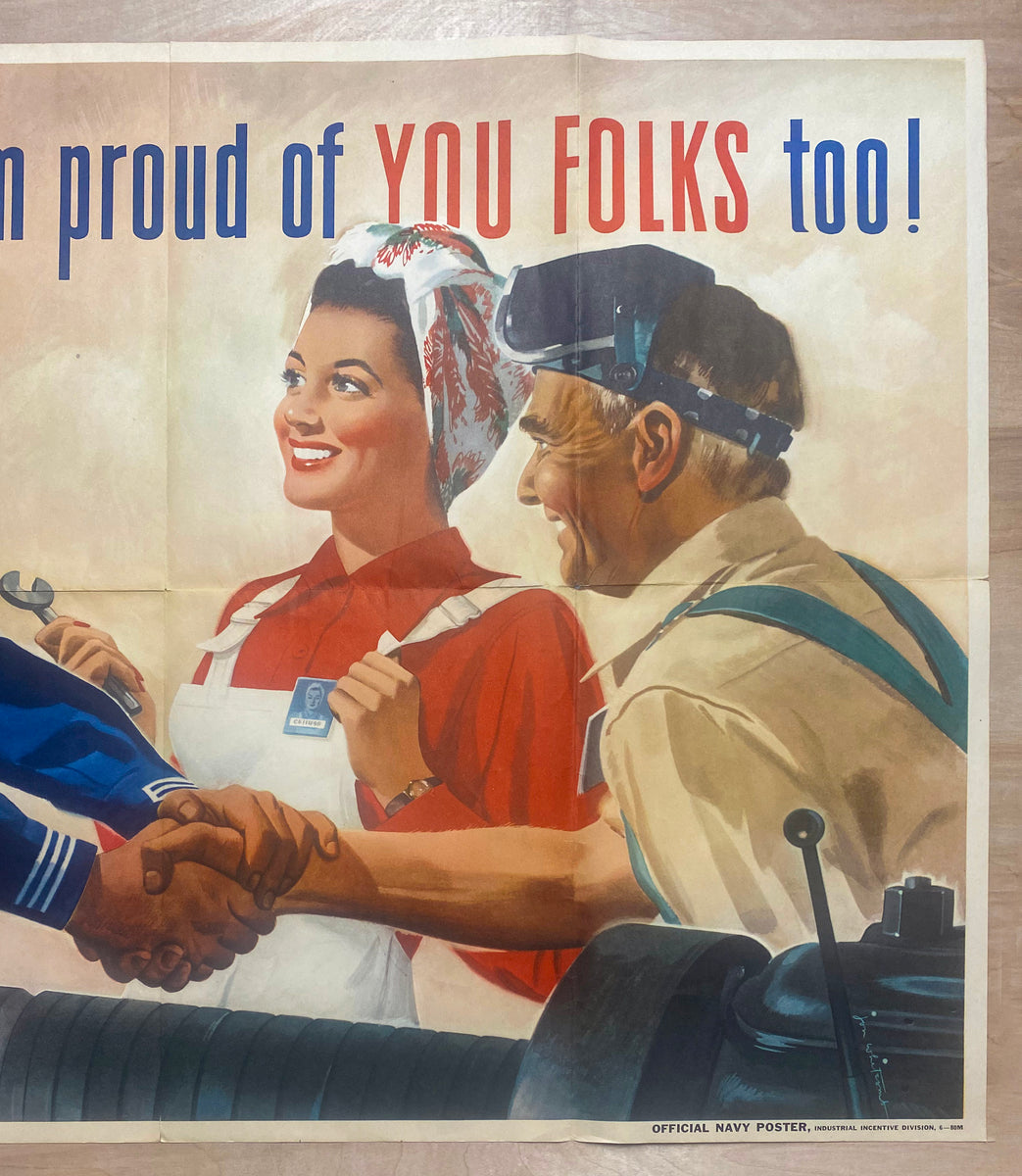 1944 I’m Proud Of You Folks Too! Jon Whitcomb Navy Poster WW2 Original ...