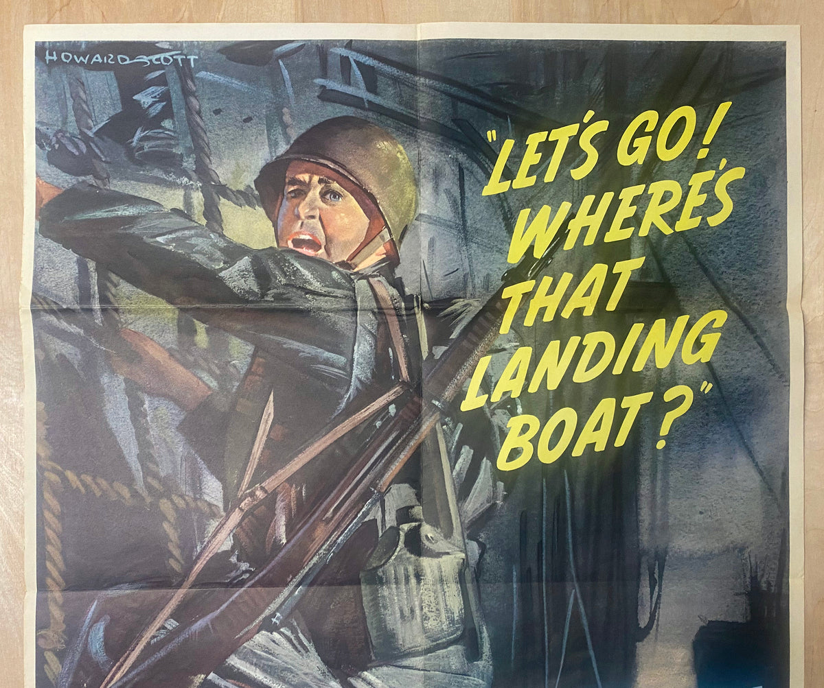 1945 Lets Go! Where’s That Landing Boat? Poster Howard Scott Paperboy ...