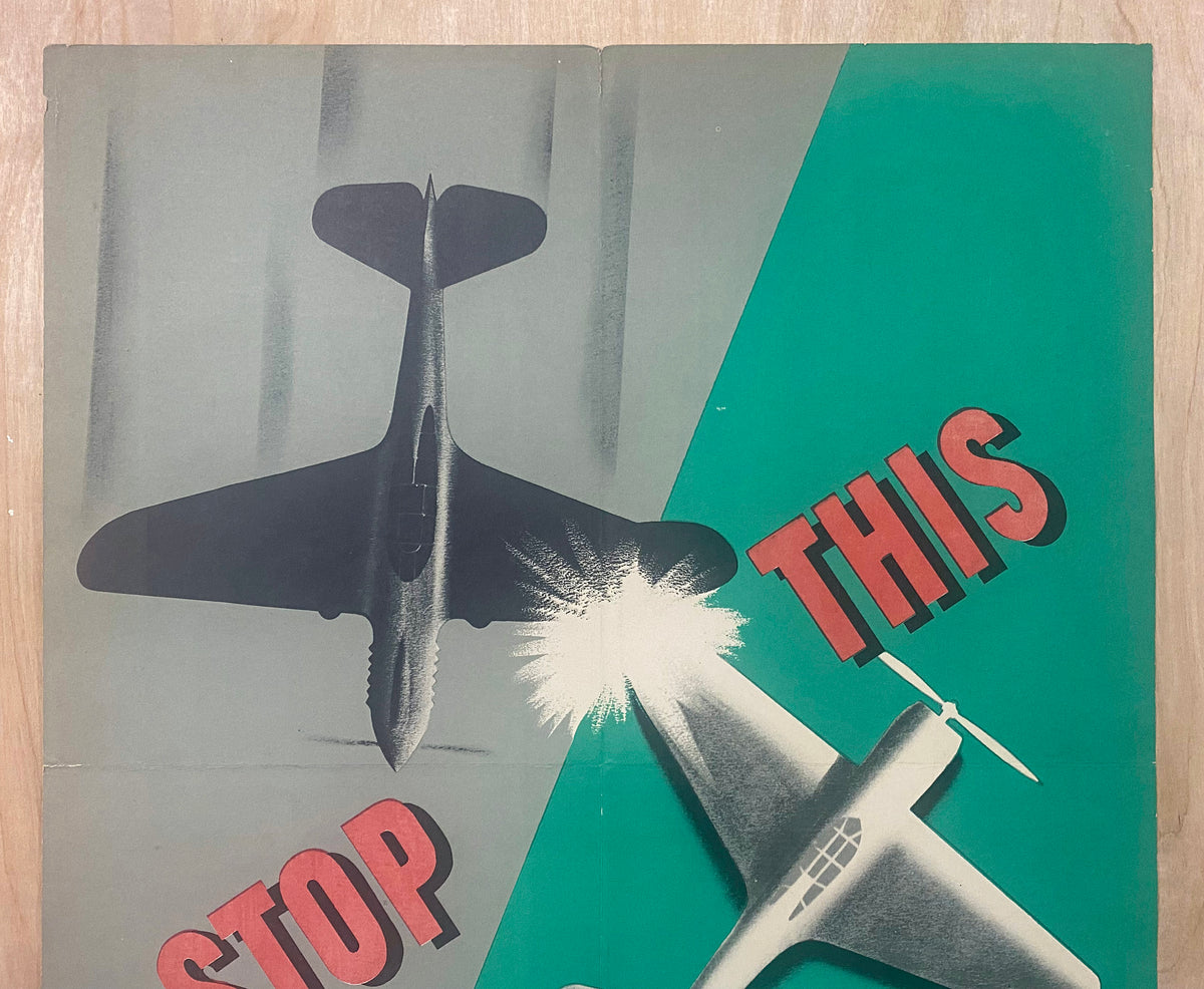 c.1943 Stop This Taxi Carefully Poster Air Traffic Safety Aviation WW2 ...