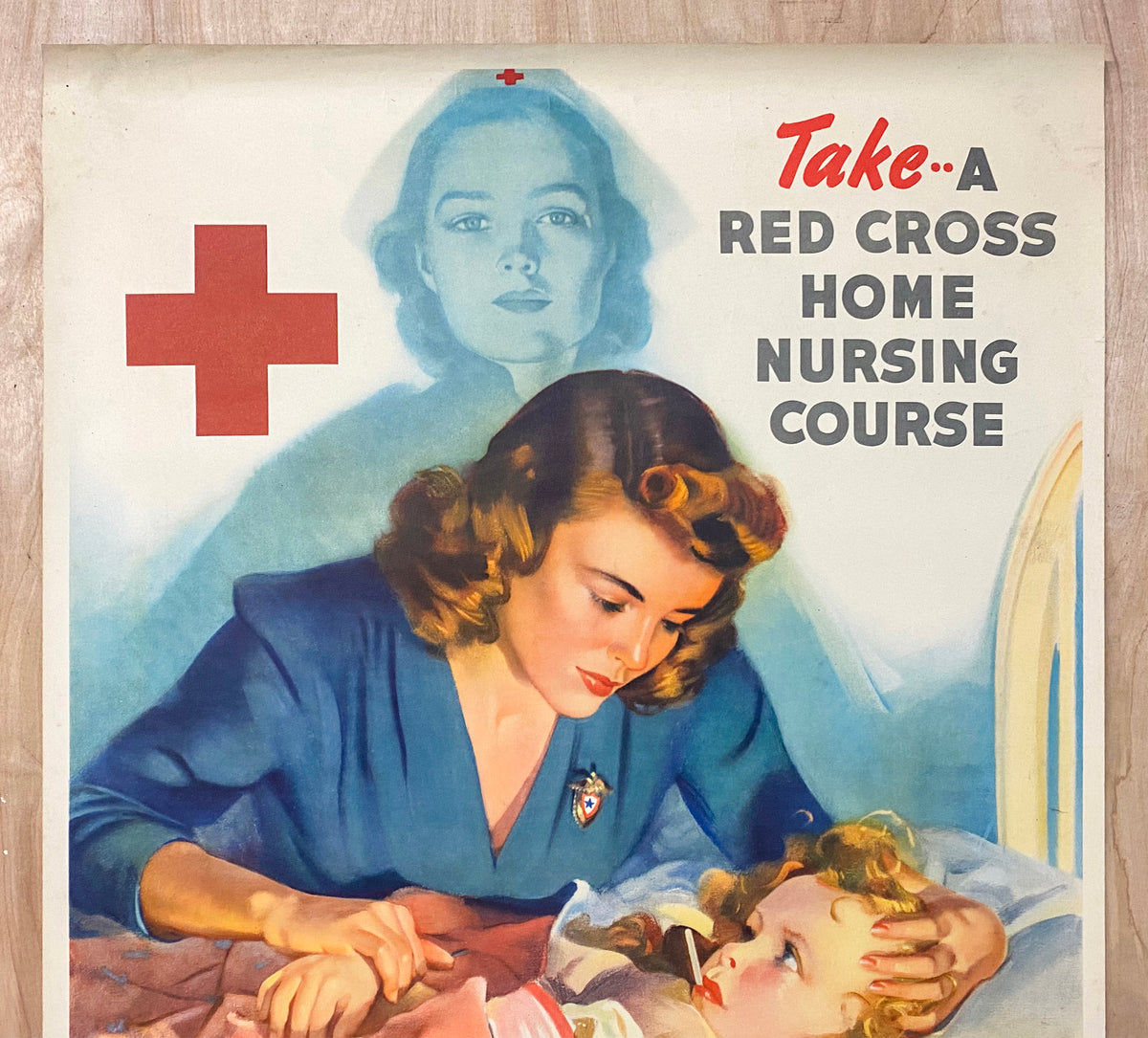 c.1944 Take a Red Cross Home Nursing Course Guard Home Front Poster ...