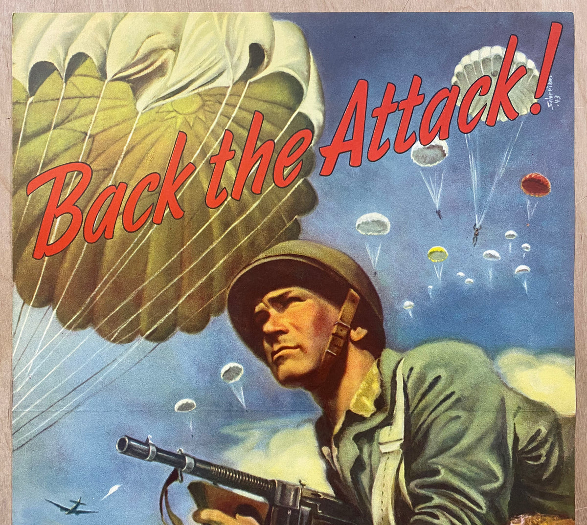 1943 Back The Attack! Buy War Bonds 3rd War Loan Poster Schreiber WWII ...