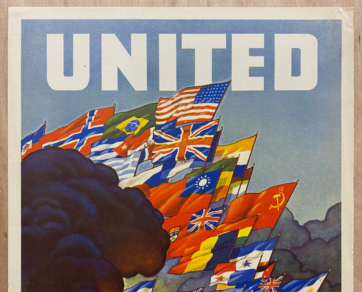 1943 United Nations Fight For Freedom Poster Leslie Ragan WWII Small ...
