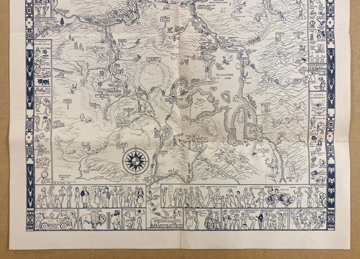 1935 Yellowstone National Park Pictorial Map Jo Mora 2nd State Haynes ...