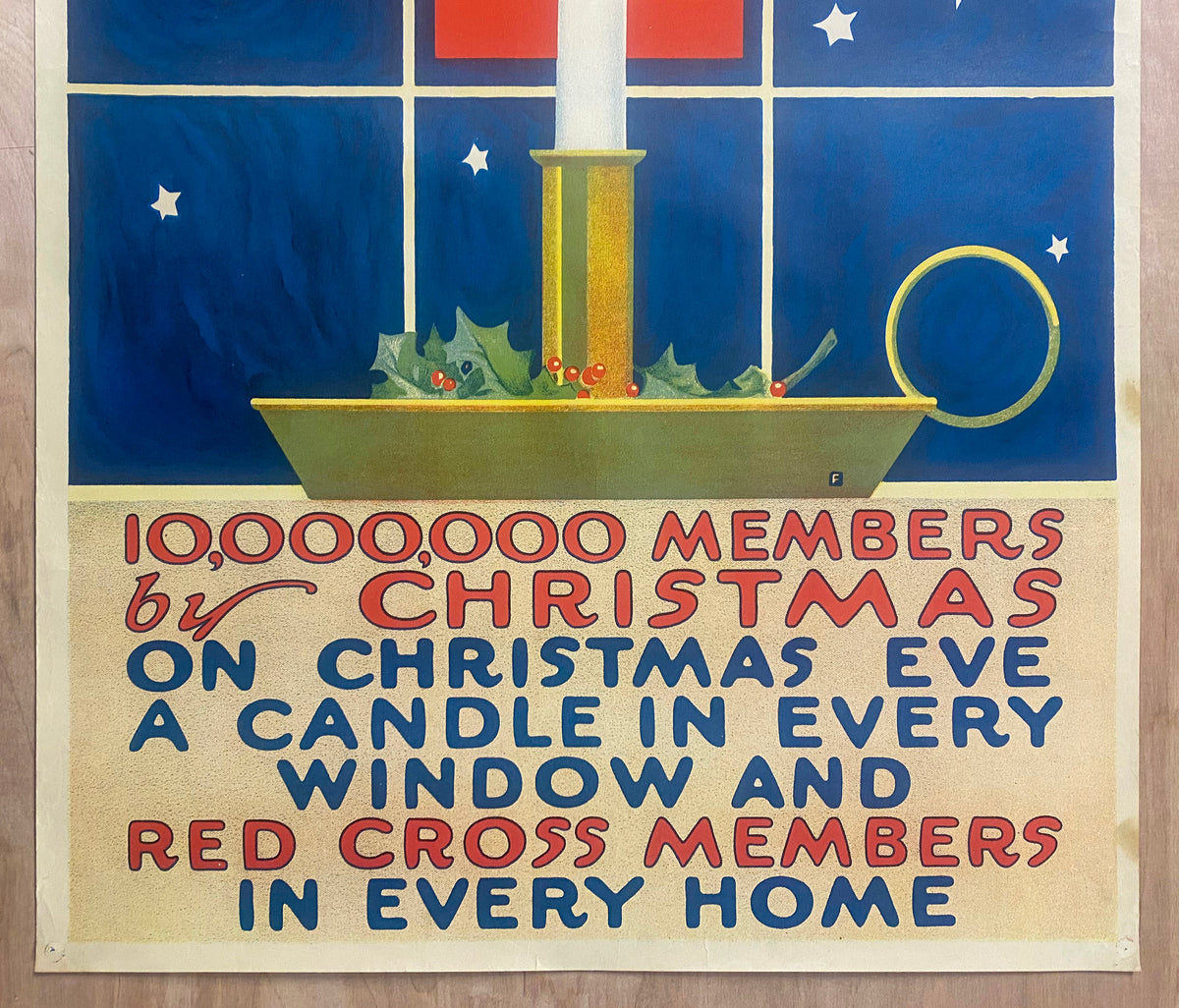 c.1918 10,000,000 Members by Christmas Red Cross Candle Poster WWI ...
