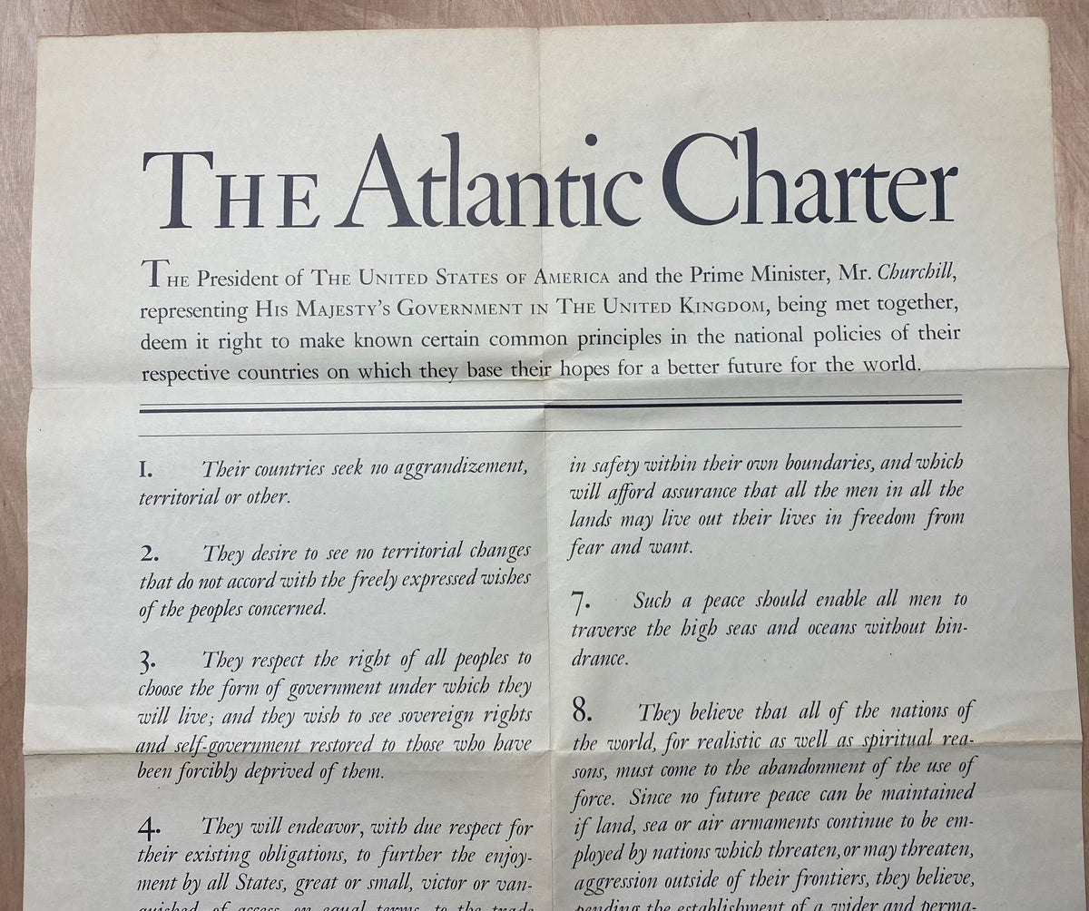 1943 Atlantic Charter Poster Franklin Roosevelt Winston Churchill WWII ...