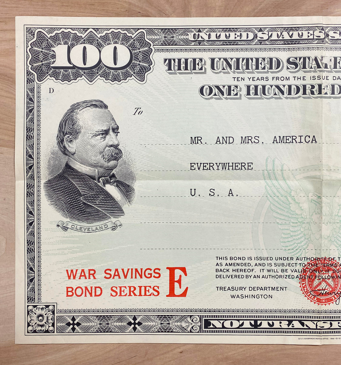 1944 U.S. Treasury War Savings Bond Series E Poster Vintage Original ...