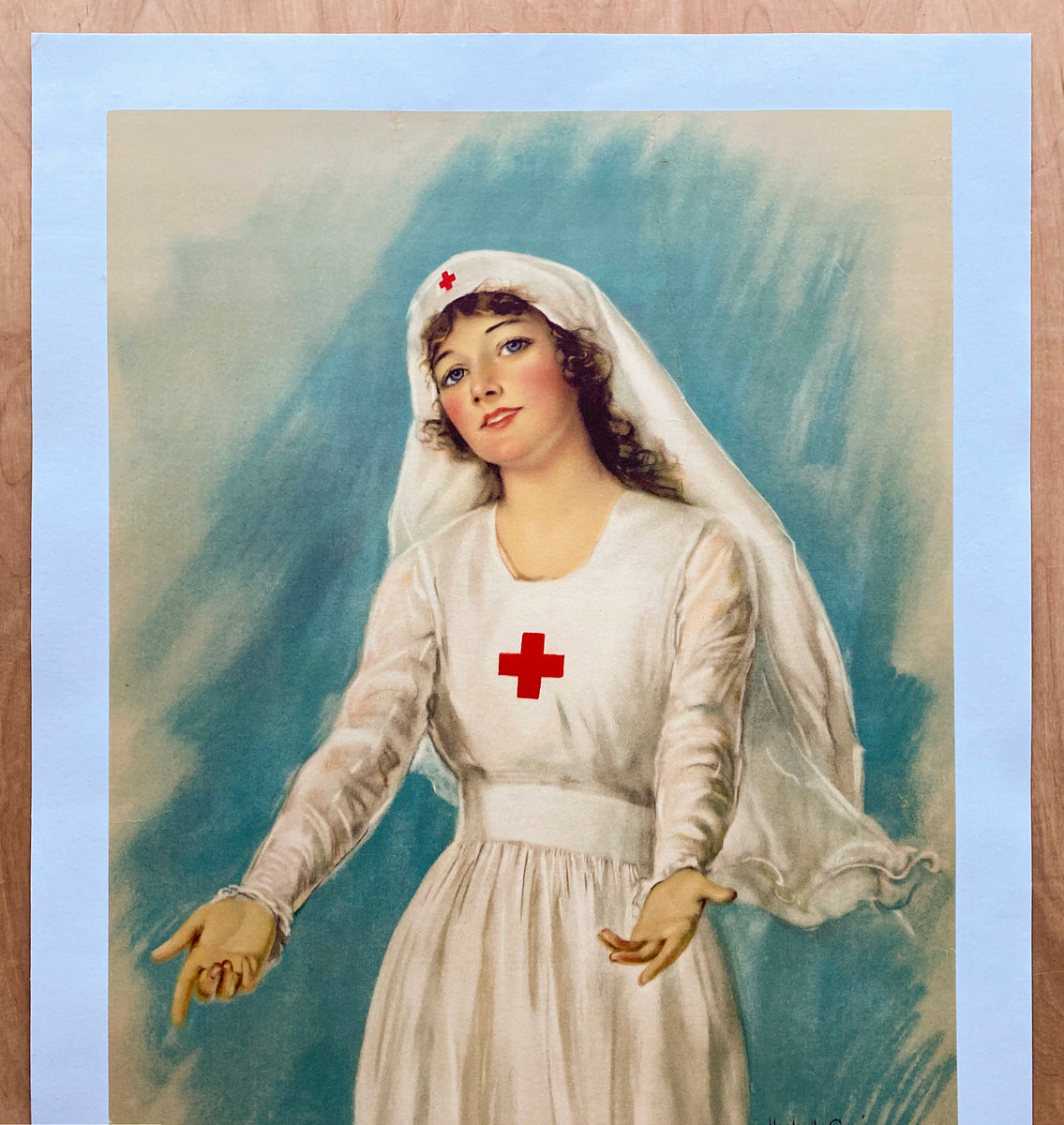 1918 Third Red Cross Roll Call Poster Haskell Coffin Nurse WWII Linen ...