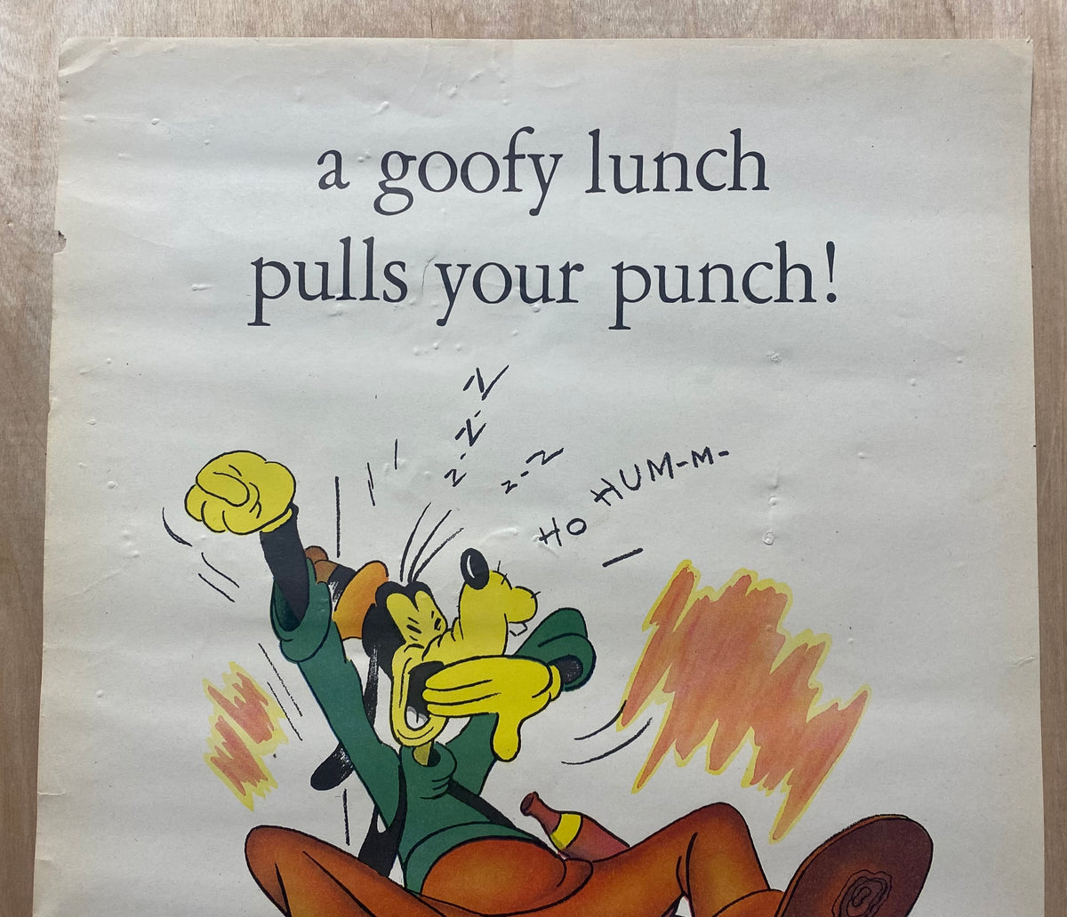 1943 Goofy Lunch Pulls Your Punch Nutrition Poster Disney Studios WWII ...