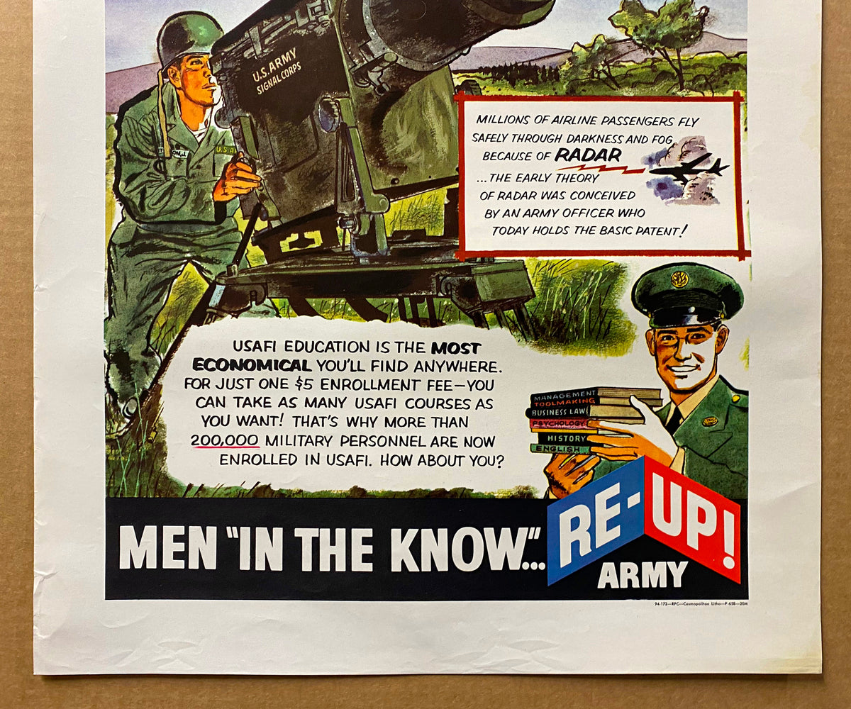 c.1950s Men In The Know Re-Up US Army Reenlistment Recruiting Poster ...