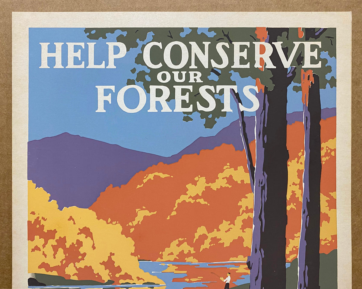 c.1935 Help Conserve Our Forests WPA Silkscreen Poster Pennsylvania VG ...