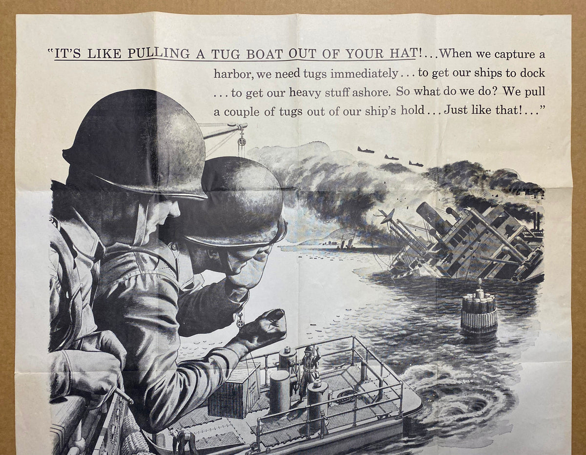 1944 Pulling Tug Boat Out Hat Poster Melbourne Brindle Chrysler WWII ...