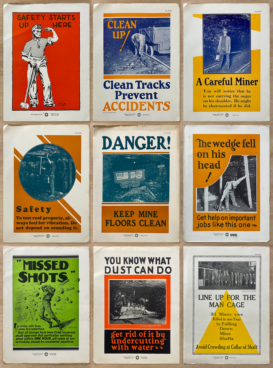 c.1927 National Safety Council Mine Mining Small Format Safety Poster ...