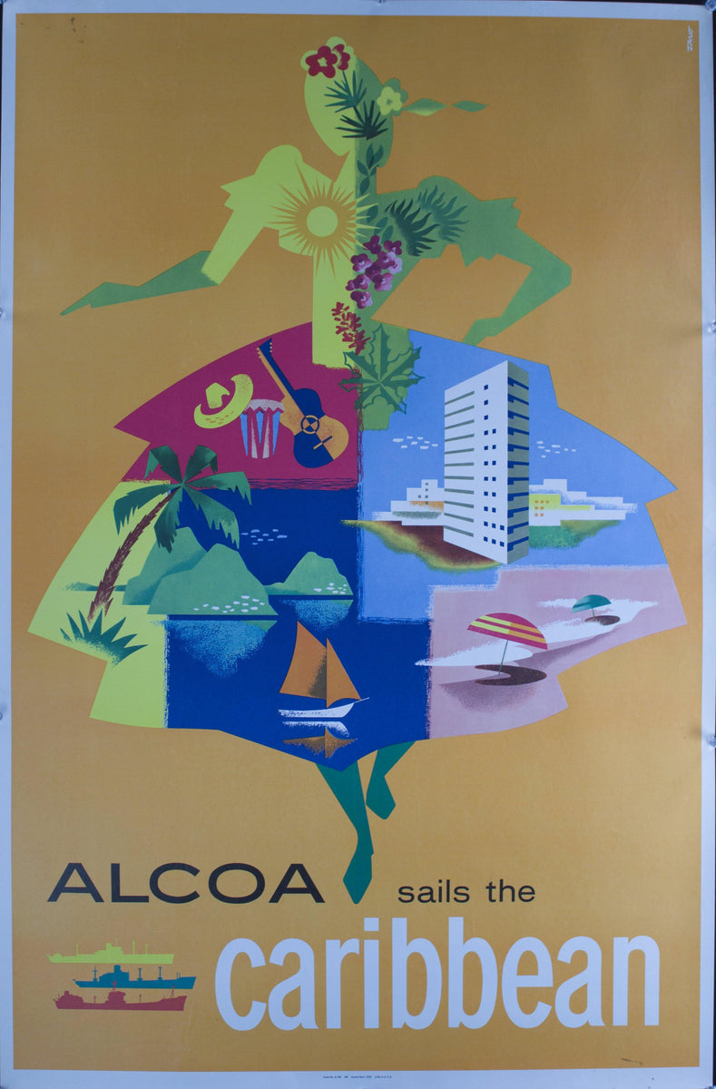 1958 ALCOA Sails the Caribbean Poster by JAW – Golden Age Posters