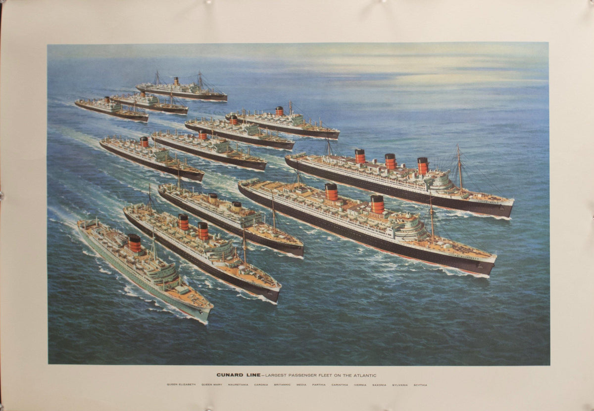 c. 1958 Cunard Line | Largest Passenger Fleet on the Atlantic Poster ...