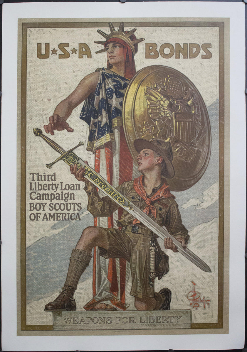1917 USA Bonds Third Liberty Loan Campaign Boy Scout of America Poster ...