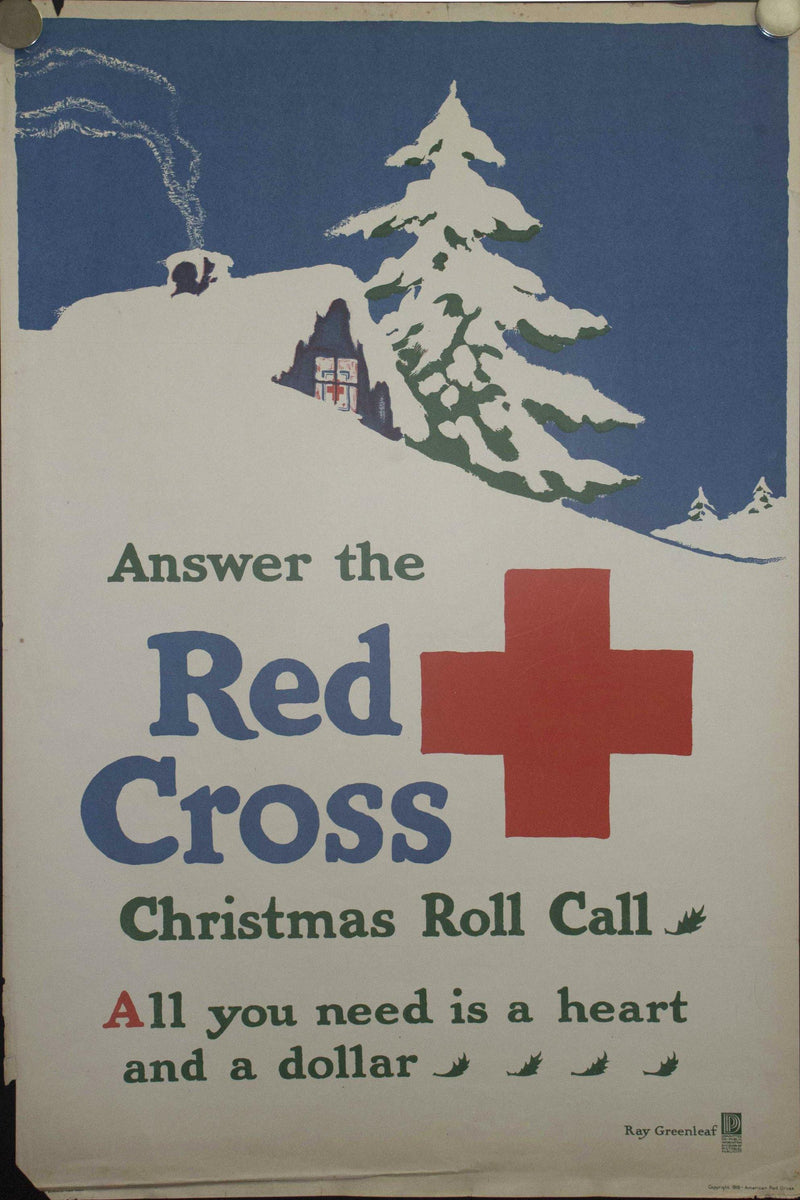 1918 Answer the Red Cross Christmas Roll Call Poster by Ray Greenleaf ...