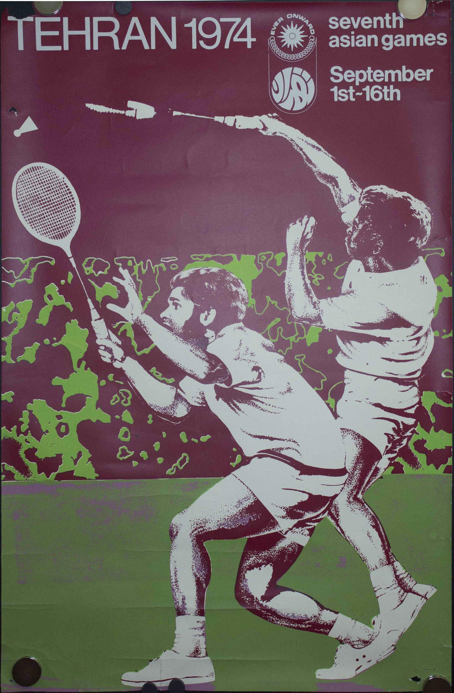 1974 Seventh Asian Games Poster Badminton Tehran Iran – Golden Age Posters