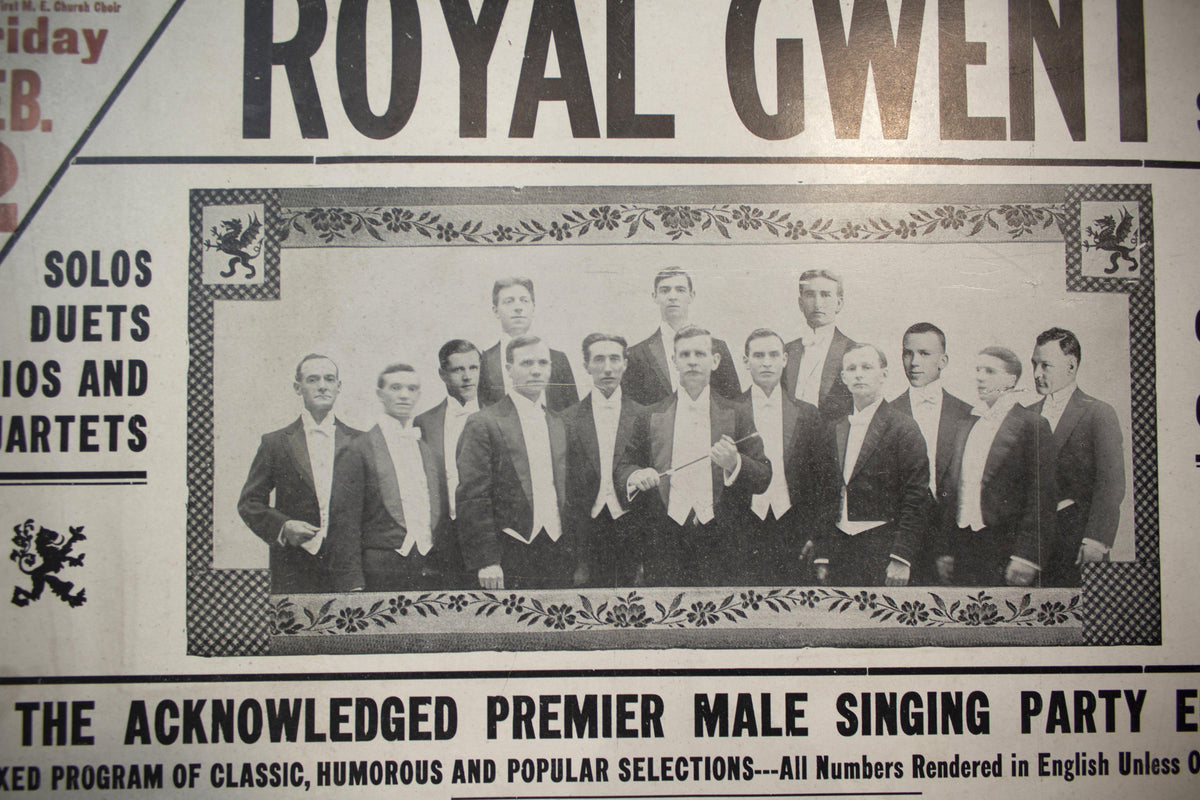 c. 1920 Royal Gwent Welsh Male Singers Church Choir Poster – Golden Age ...