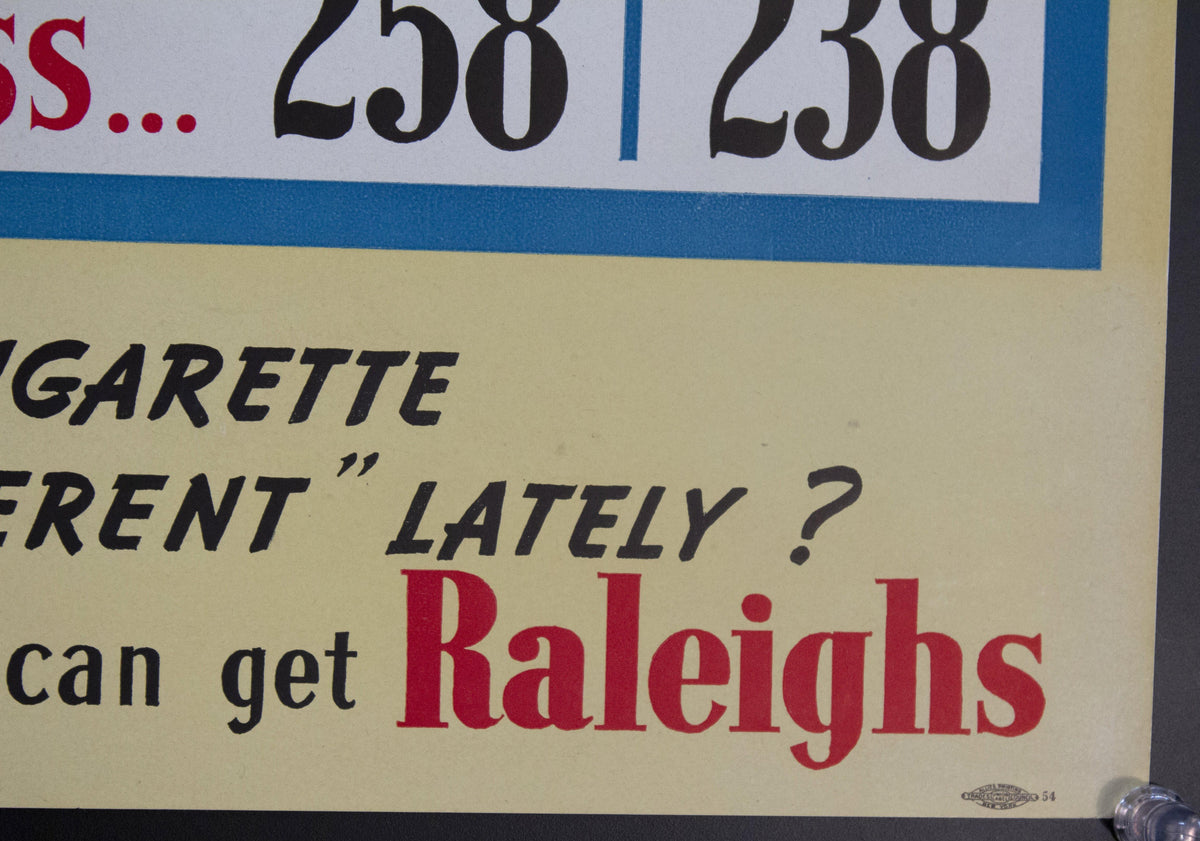 c. 1940s Raleigh Cigarettes Shortage Poster – Golden Age Posters