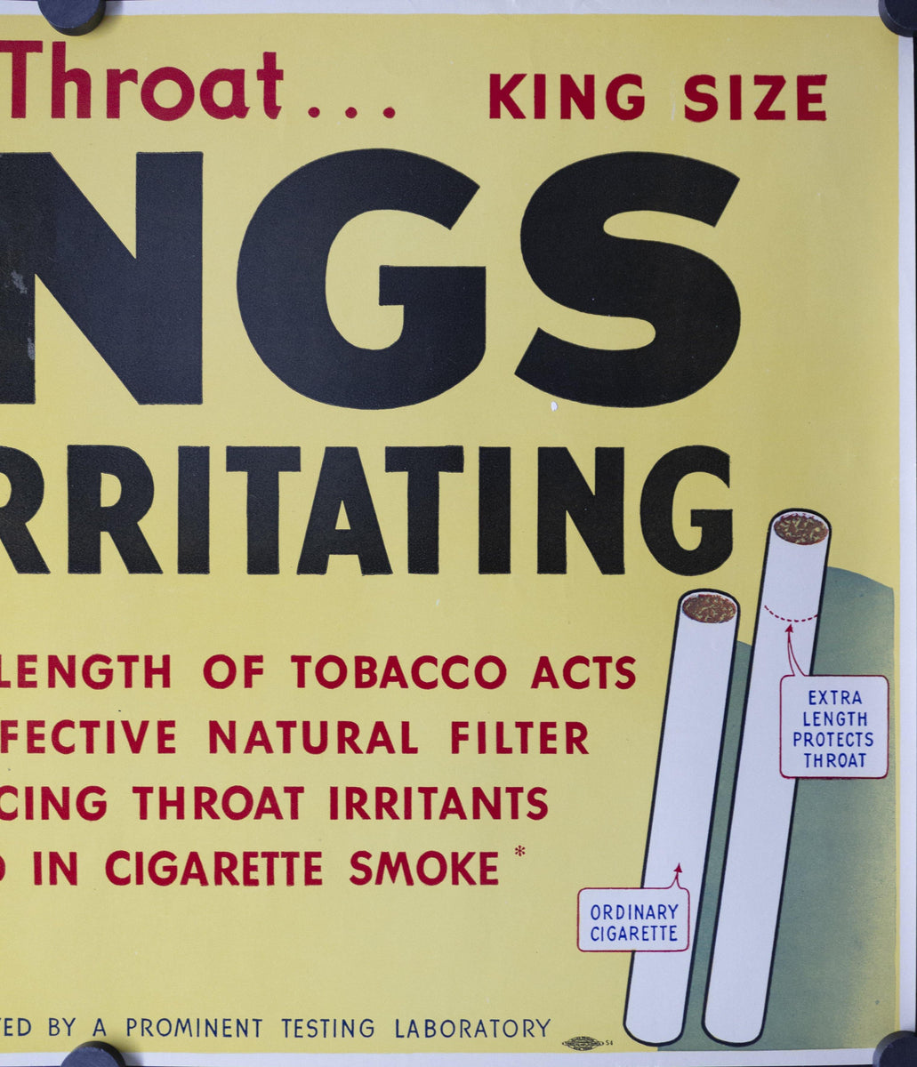 c. 1940s Wings Long Length Cigarettes Poster – Golden Age Posters
