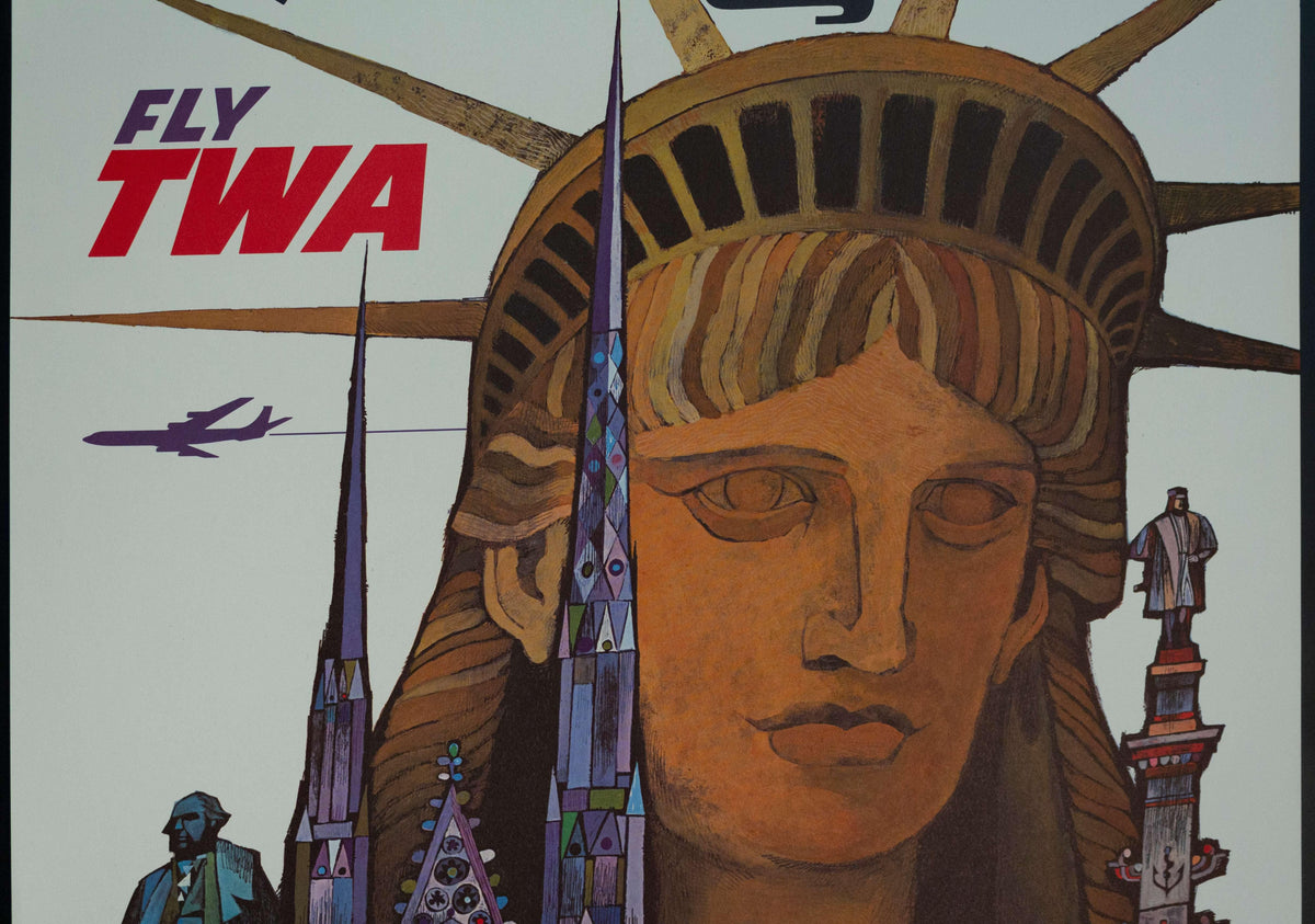 c. 1960s New York Fly TWA by David Klein Poster – Golden Age Posters