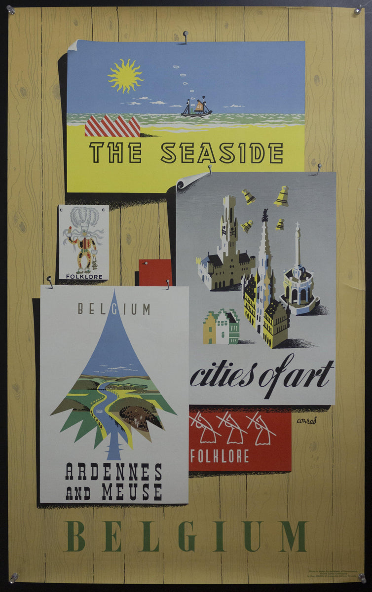 c.1954 Belgium Travel Montage by Frederic Conrad Vintage Poster ...