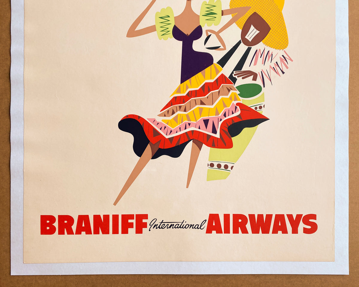 1950s RIO Braniff International Airways Poster Rio de Janeiro Brazil ...