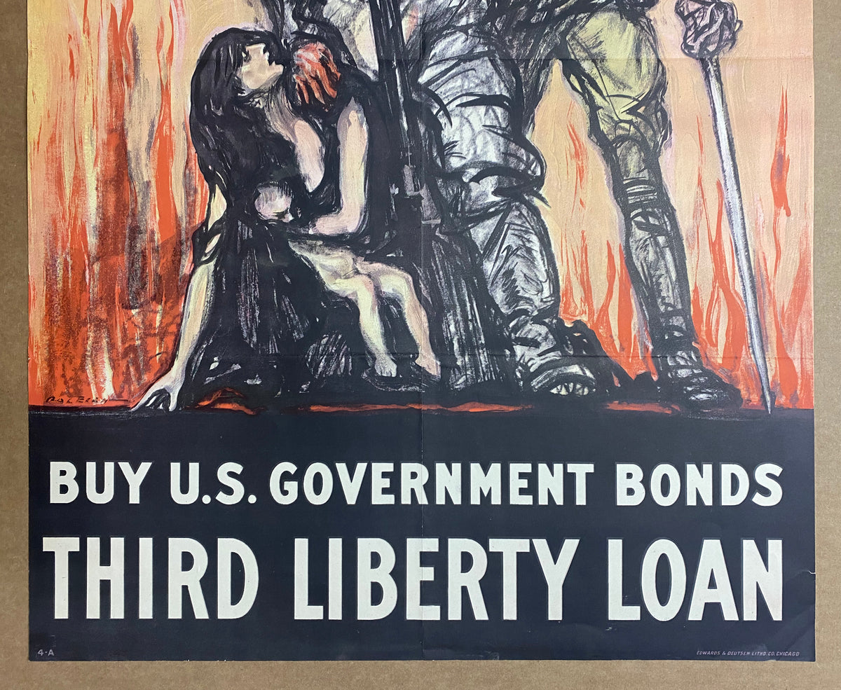 1918 Halt The Hun Third Liberty Loan Poster Henry Raleigh WWI Original ...