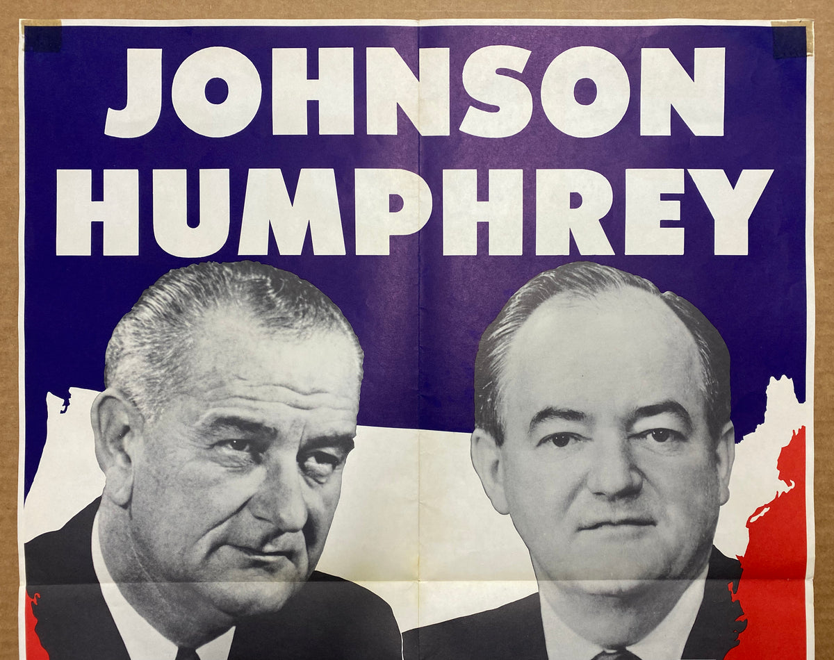 1964 Lyndon B Johnson Humphrey For The USA Poster LBJ Campaign Vintage ...