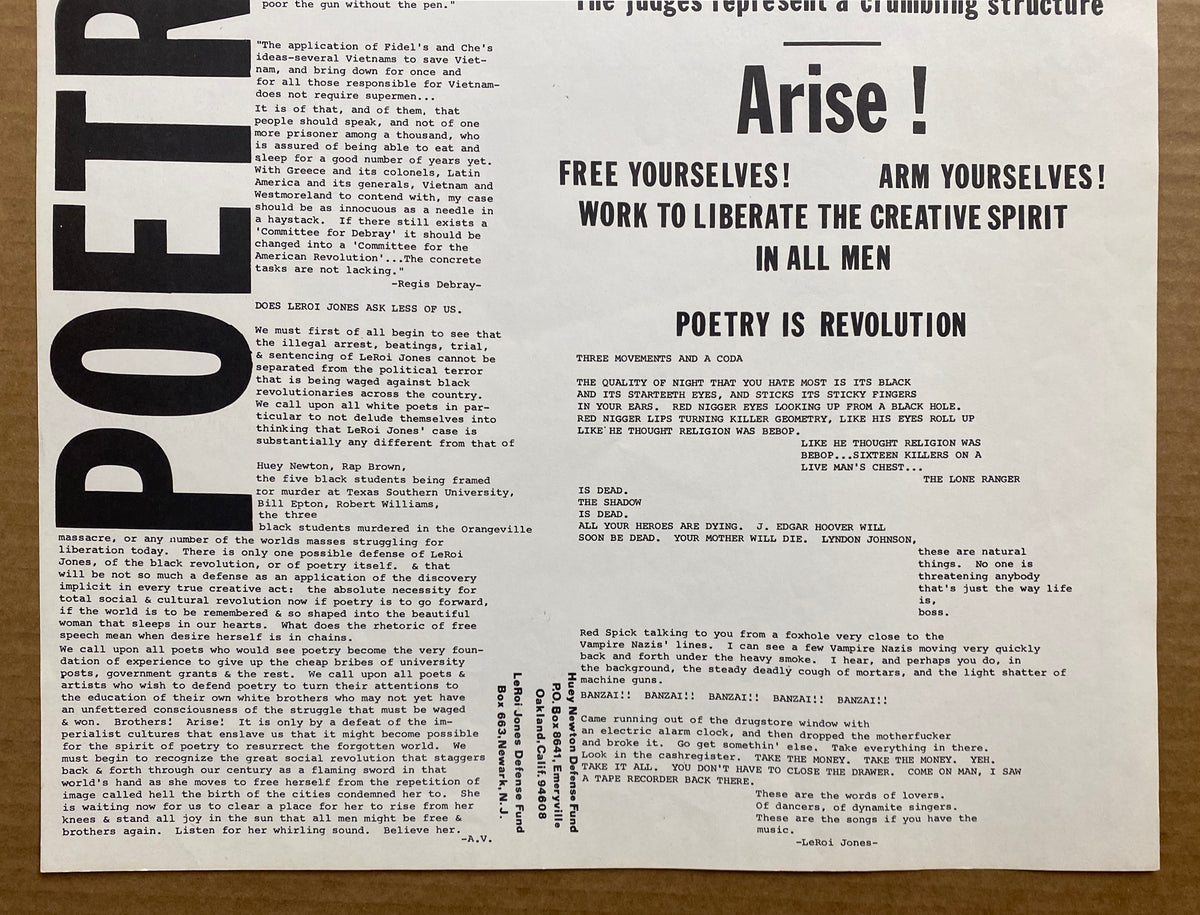 1968 Poetry Is Revolution Guerrilla Newspaper Poster Black Panthers VG ...