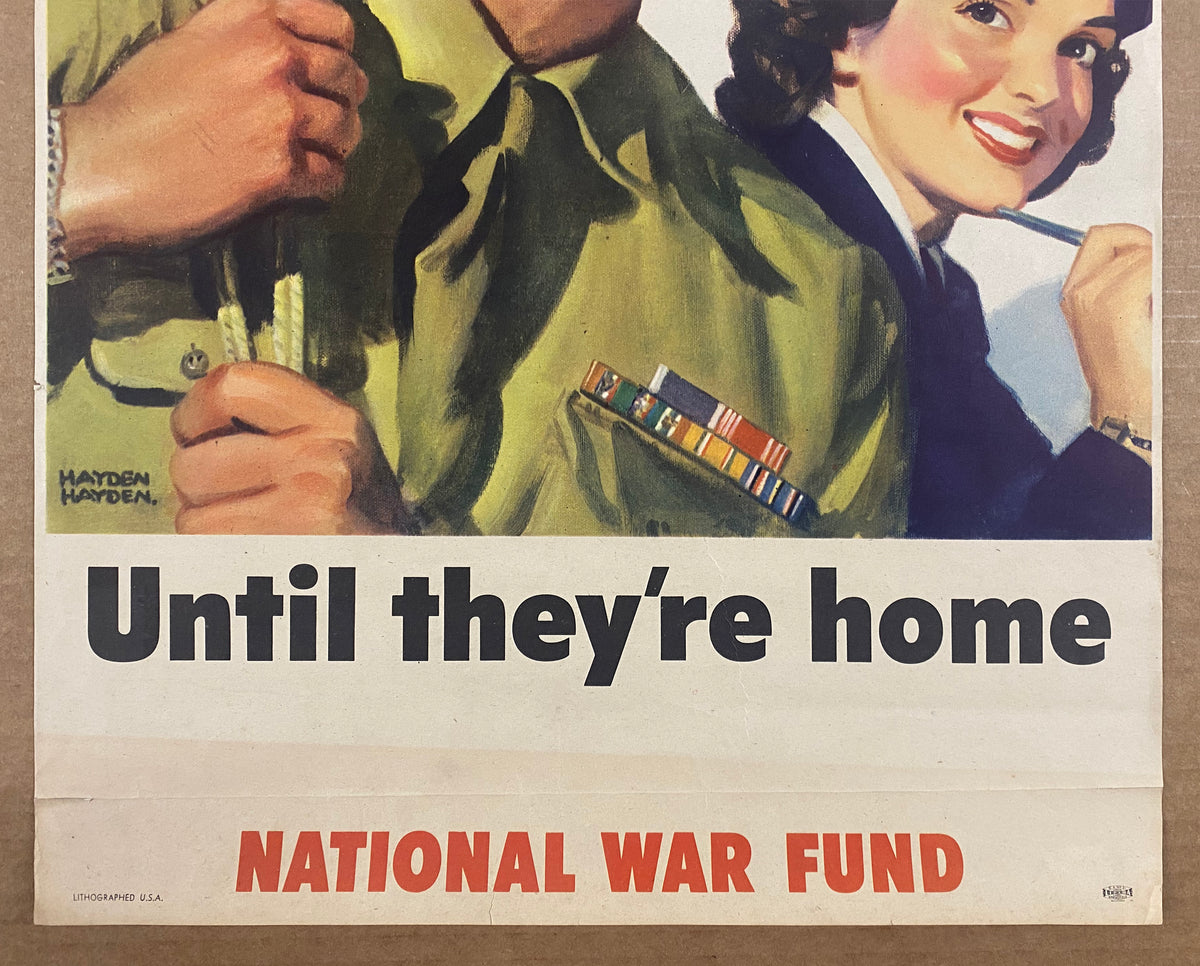 1945 USO National War Fund Poster Until Their Home Hayden Hayden WWII ...