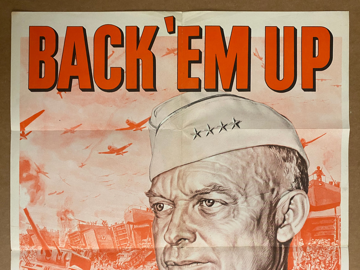 1944 Back ‘em Up Buy Extra Bonds Treasury Poster Eisenhower Chaliapin ...