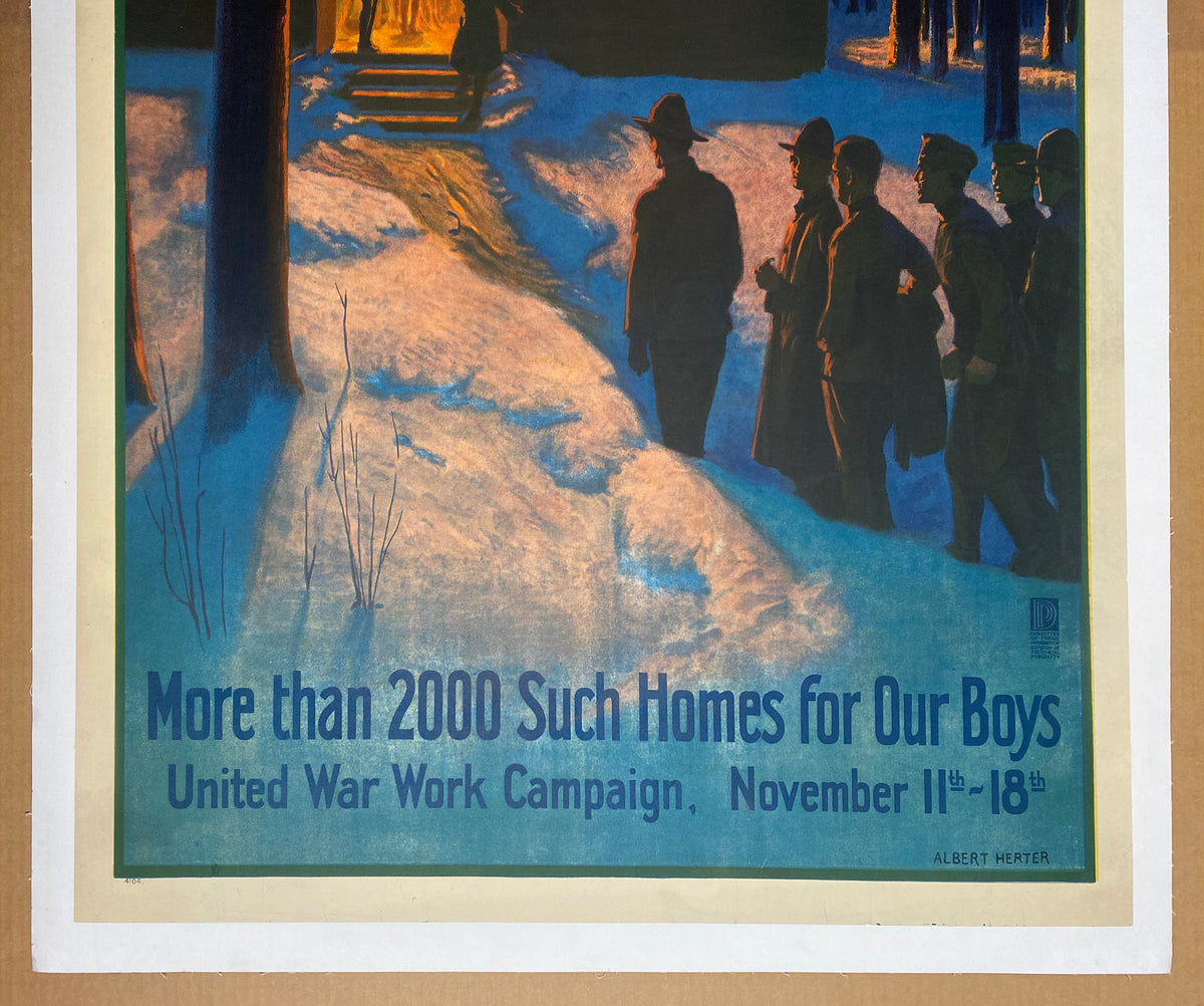 1918 YMCA His Home Over There Poster United War Work Campaign Herter ...