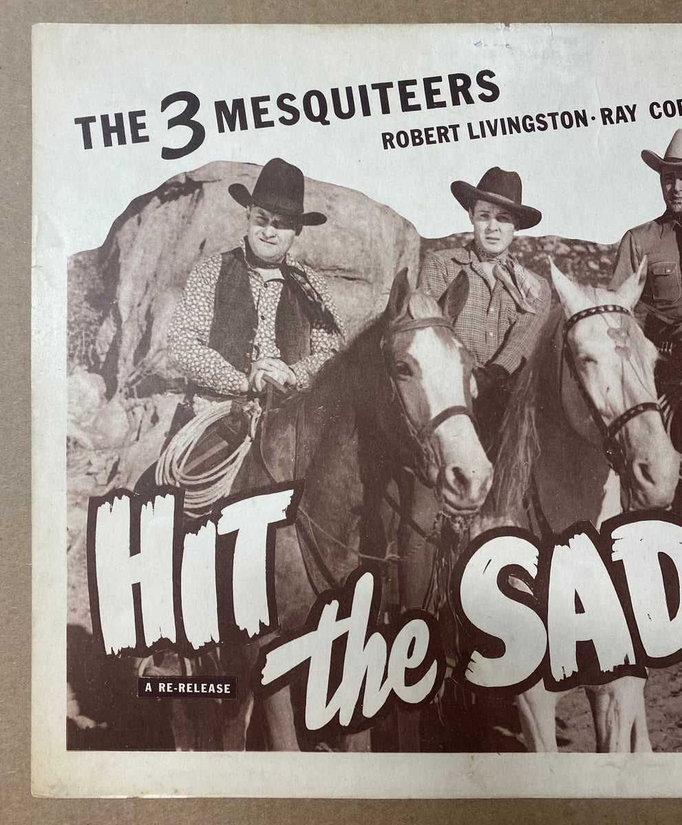1937 Hit The Saddle 3 Mesquiteers Lobby Card Signed Ray Corrigan R-194 ...