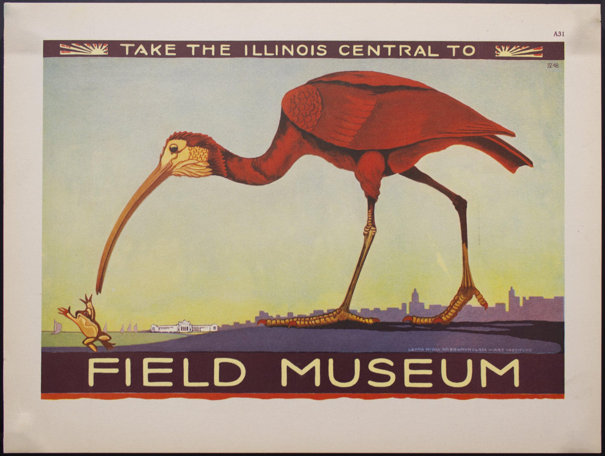 1925 Take Illinois Central To Field Museum Poster John Gilbert Wilkins ...