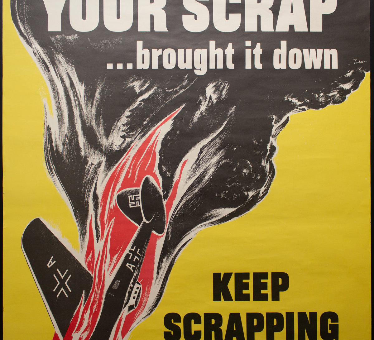 1942 Your Scrap Brought It Down by Zudor WWII Poster Vintage Original ...